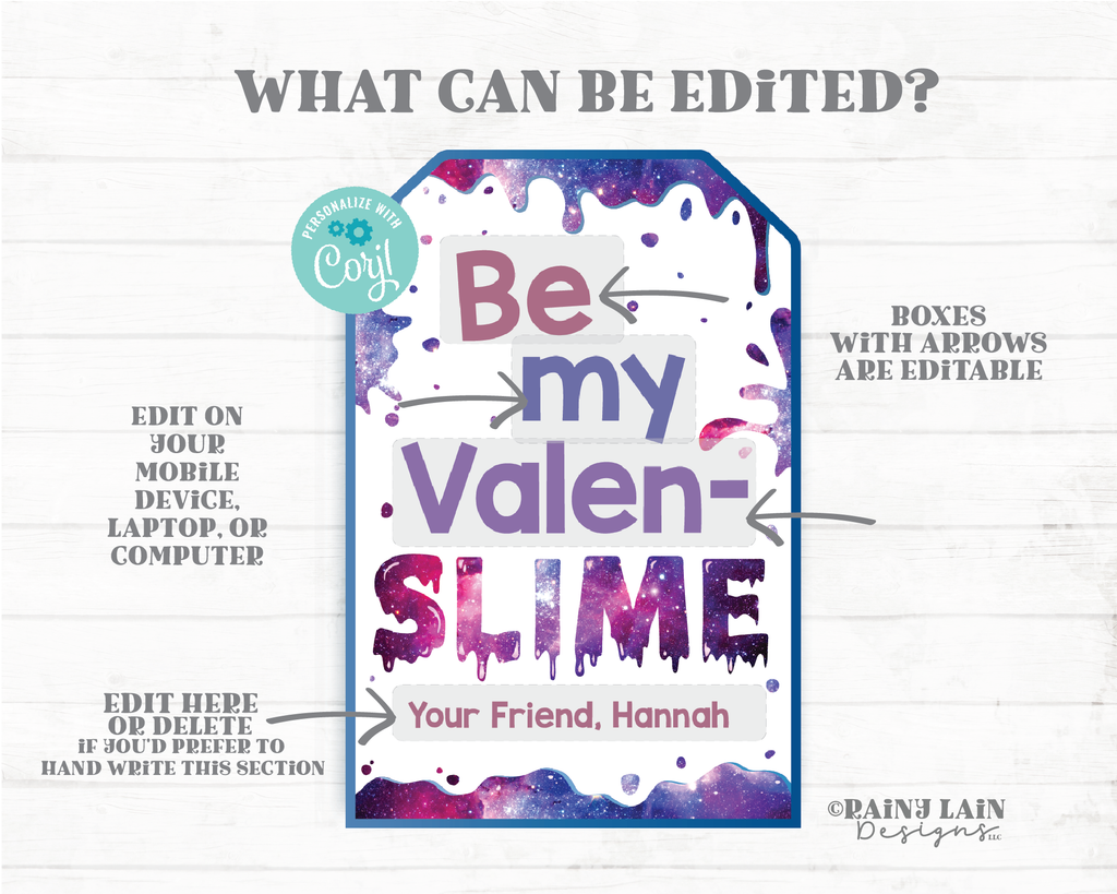 Be my Valen-Slime Valentine Tag Slime Galaxy Color Make Your Own Slime ...