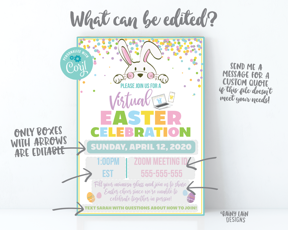 Virtual Easter Invitation, Long Distance Easter Celebration, Social Di ...